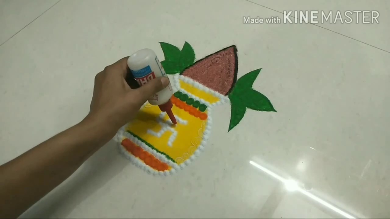 Easy kalash rangoli designs ( कलश रंगोली )Poster kalash rangoli design ...
