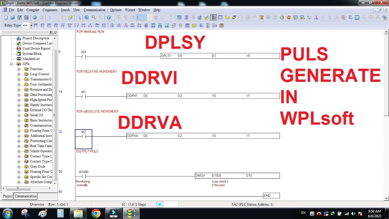 pulse generate in WPLsoft #delta #plc #programming #servo - YouTube