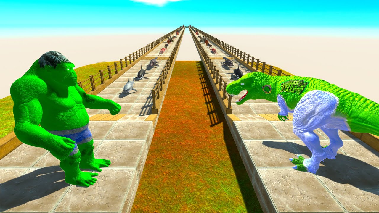 HULK T-REX vs HULK GORO RACE BATTLE COMPETITION - Animal Revolt Battle ...