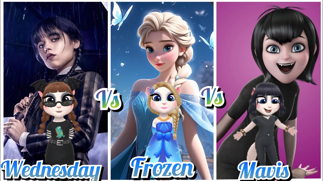 My talking angela 2 // Wednesday vs Frozen elsa Vs Mavis dracula ...