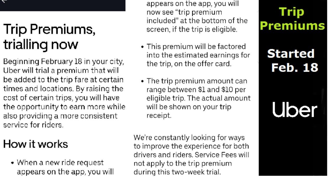 Uber Trip Premiums trialling now. How it works? - YouTube