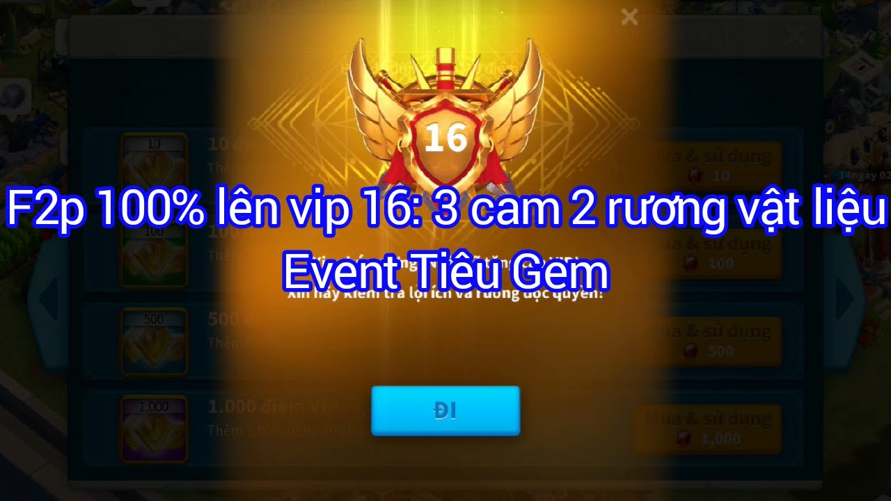 Event Tiêu gem Thuần F2p úp lên vip 16 chuẩn bị kvk mùa chinh phạt ...