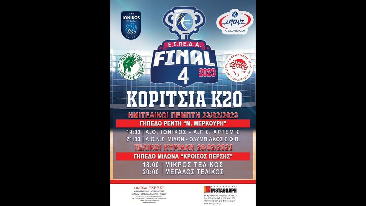 Ημιτελικός-Τελικός ΕΣΠΕΔΑ Βόλλευ Κοριτσιών Κ20 2022-23 - YouTube