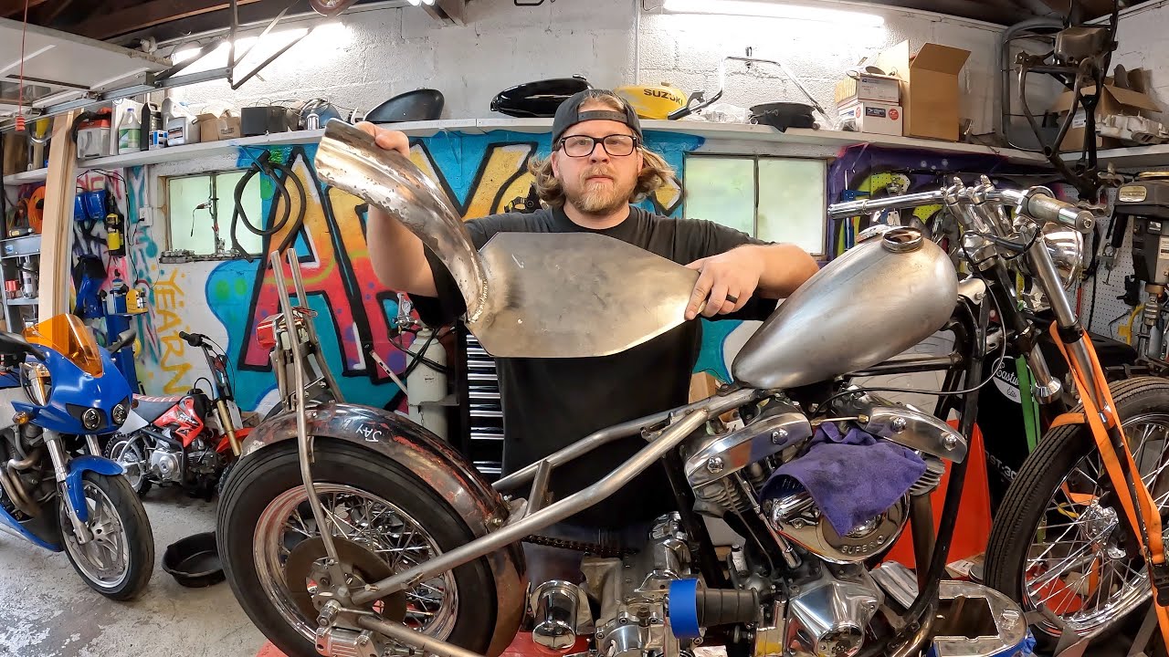 Shovelhead chopper: Custom Seat Pan! - YouTube