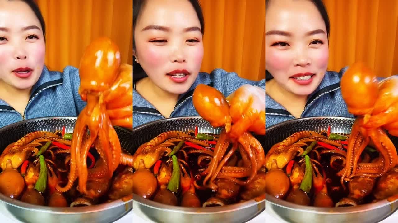 Asmr Spicy Seafood Boil Crab Octopus Scallop Enoki Mushroom 100