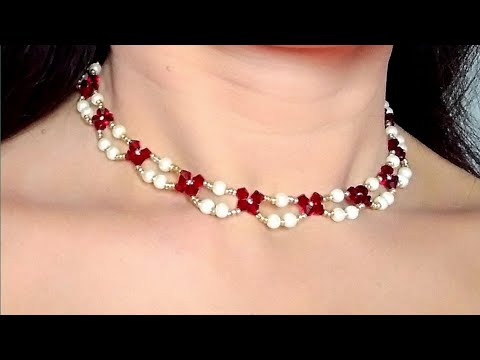 Easy to make pearl beaded necklace. DIY pearl necklace tutorial at home ...