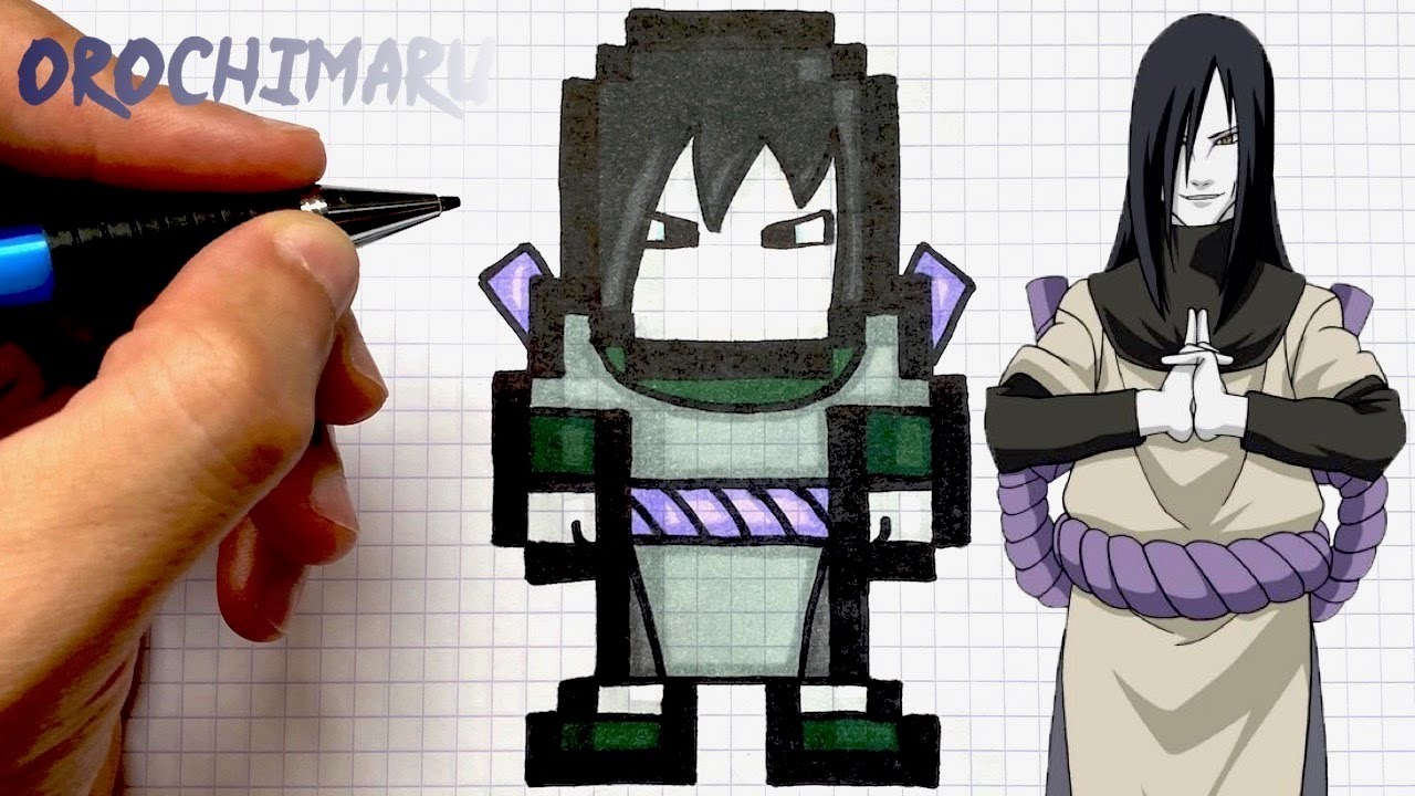COMO DIBUJAR OROCHIMARU PIXEL ART NARUTO - YouTube
