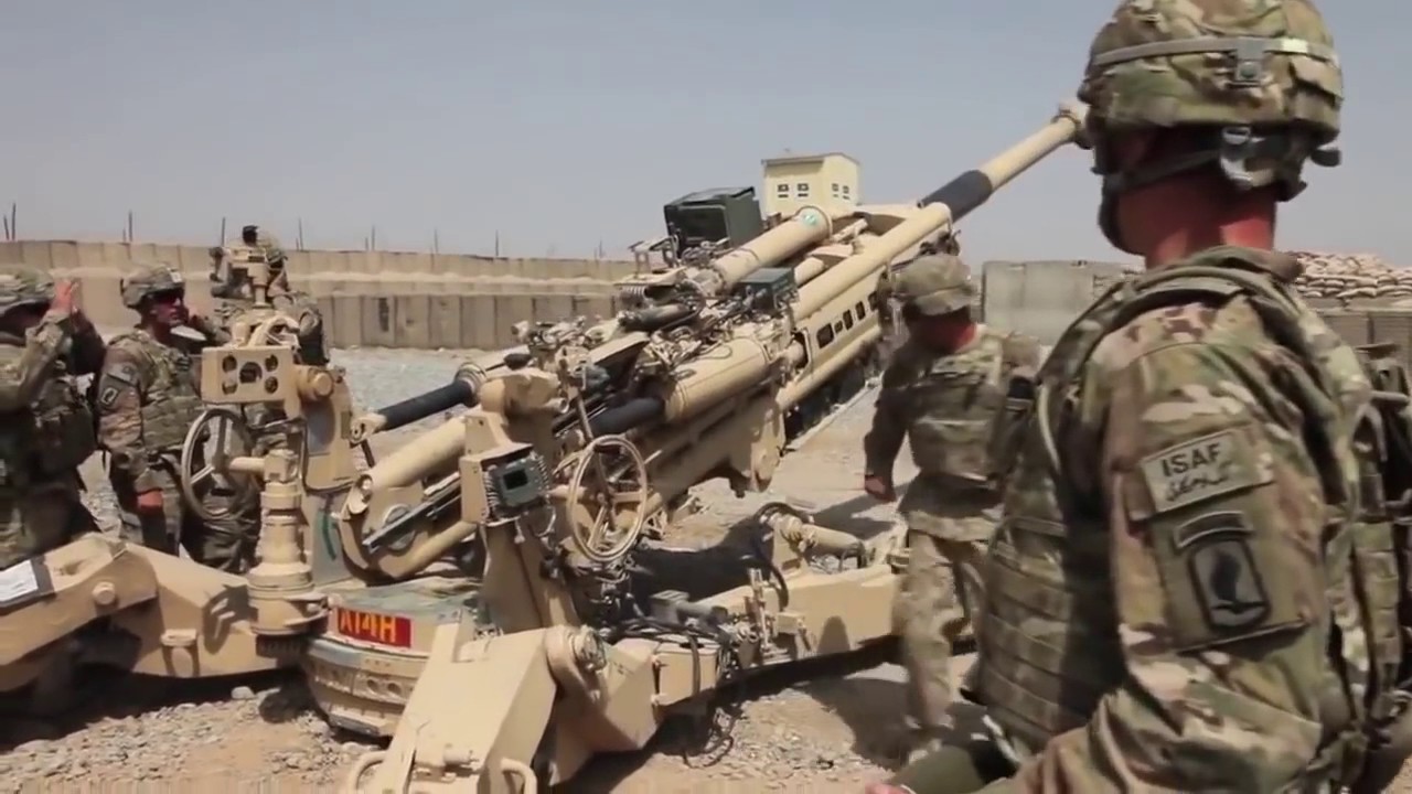 Airborne Field Artillery Regiment Fires Howitzer at Forward Operating ...