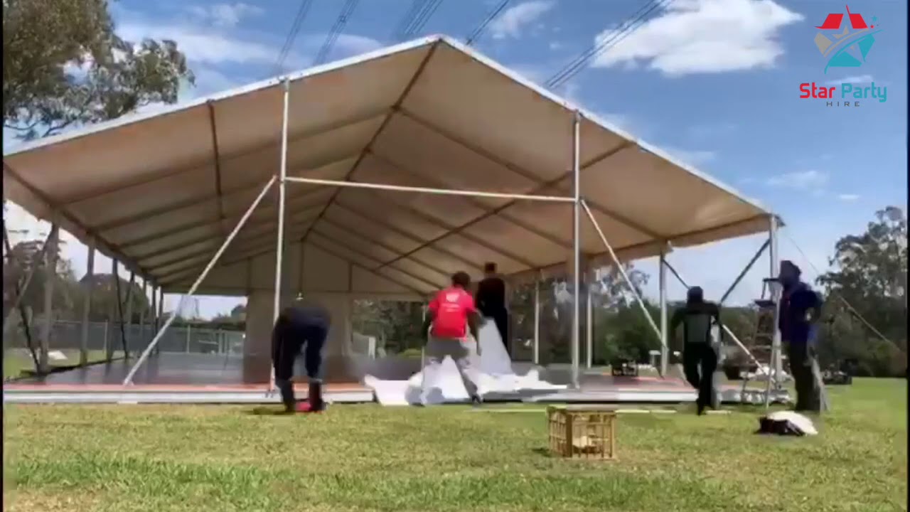 Structure Marquee with Wooden Flooring Setup (10mx21m) - YouTube