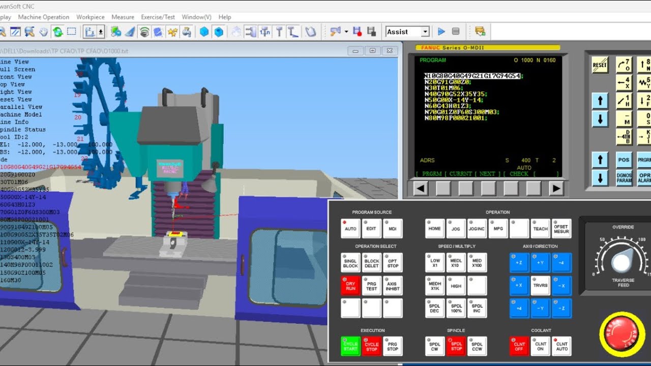 Simulation sur SwanSoft CnC FANUC 0MD - YouTube