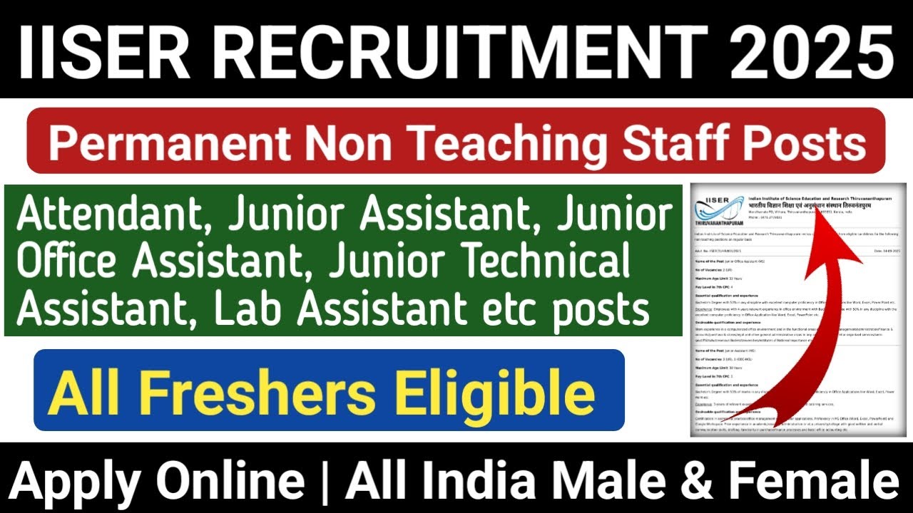 IISER Non Teaching Staff Vacancy 2025 Out 🔥 Permanent Central Govt Jobs ...