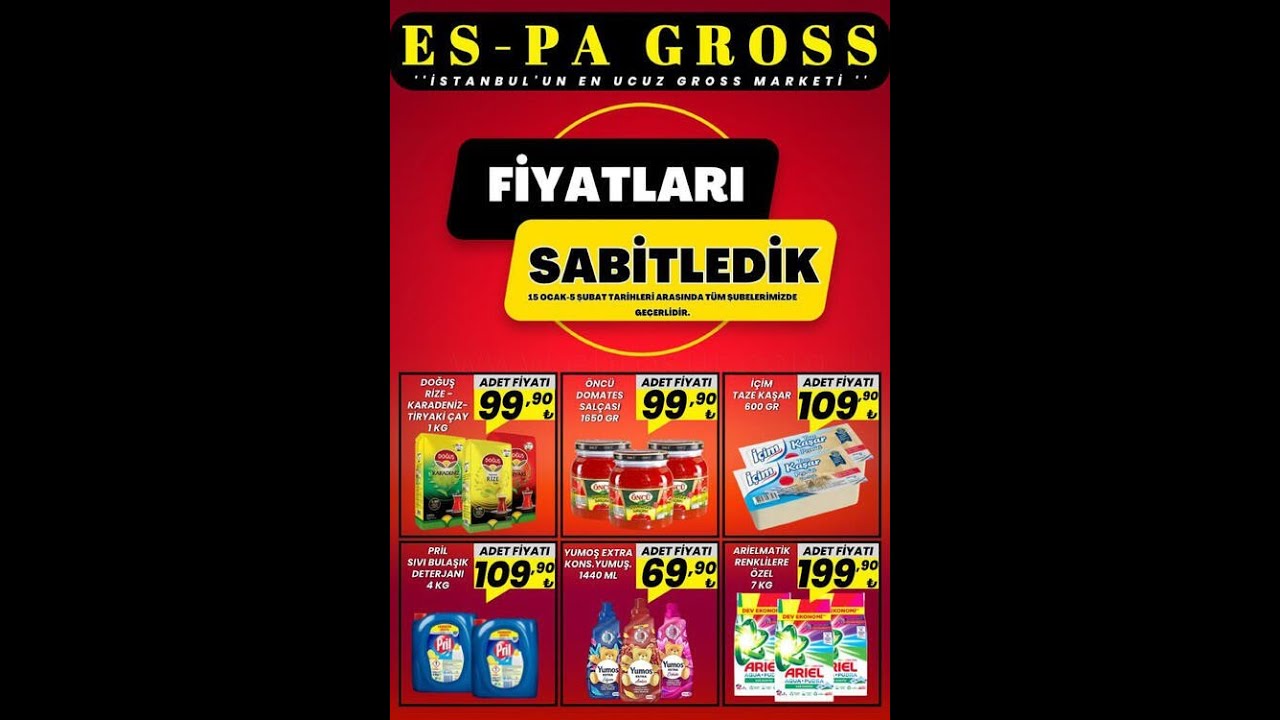 Es-Pa Gross Market Kampanyalar 15 Ocak - 05 Şubat 2024 - YouTube