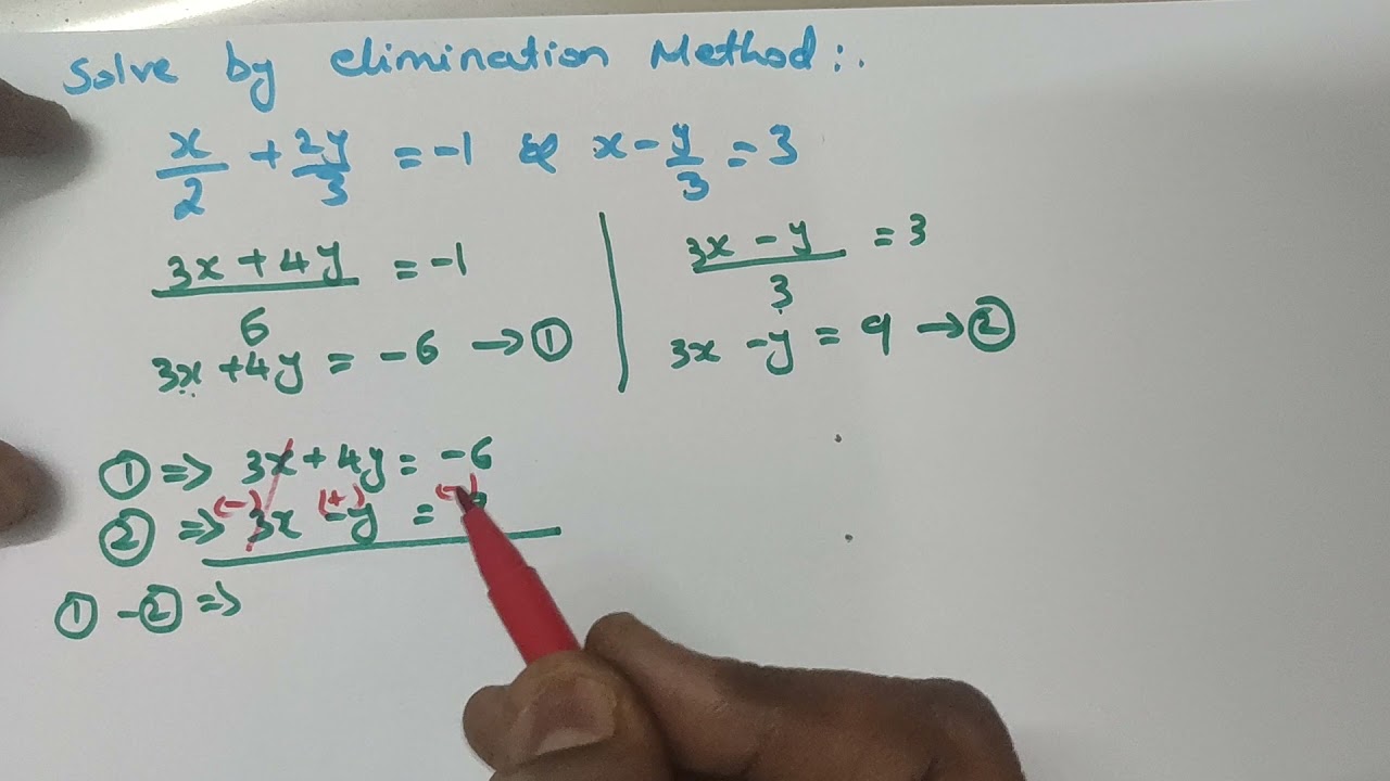 SOLVE BY ELIMINATION METHOD X 2 2y 3 1 And X y 3 3 YouTube
