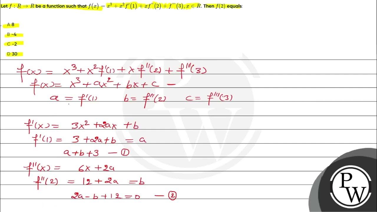 Let \( f: R \rightarrow R \) be a function such that math xmlns=http://www.w3.org/1998/Math/Math ...