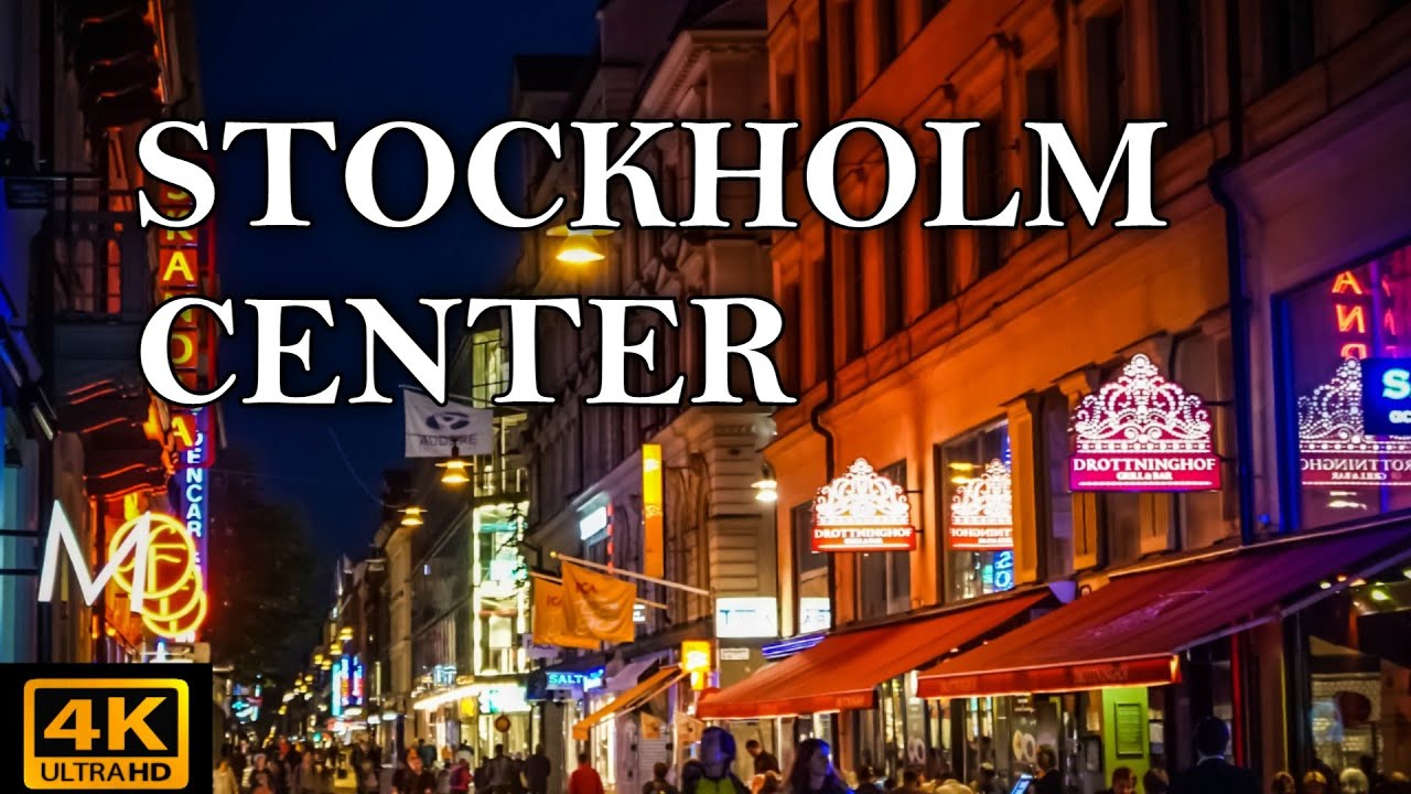[4k] Night walking in the main shopping street of Stochkolm ...