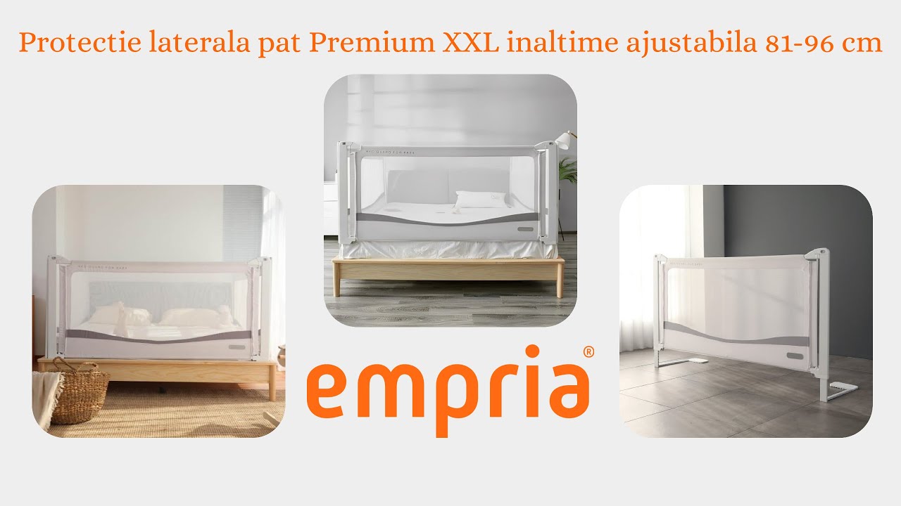 Protectie laterala pat Premium XXL 🛏️ Inaltime ajustabila 81-96 cm ...