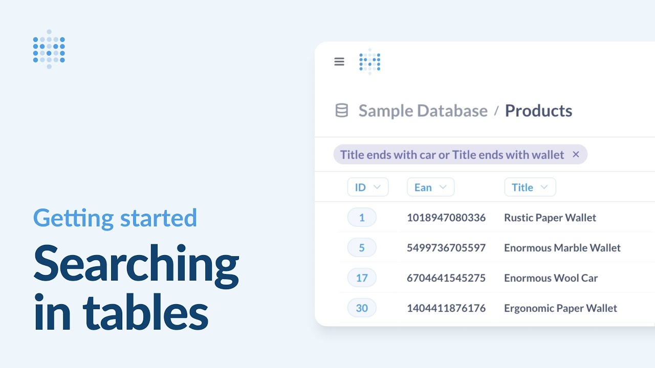Searching In Tables Metabase Tutorial Youtube