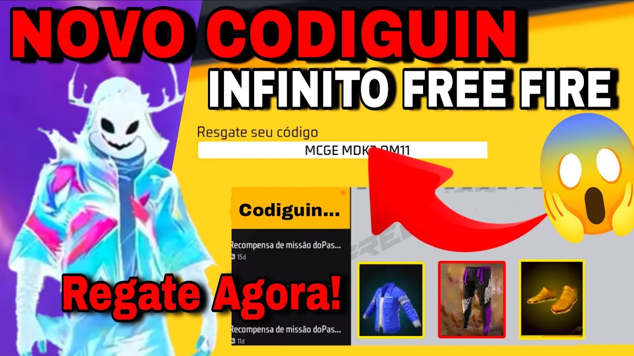 Novo CODIGUIN INFINITO RESGATE AGORA NO FREE FIRE CODIGUINHOS SKINS DO ...