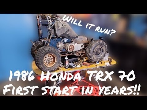 1986 Honda TRX 70 Will it run!?! first start in years - YouTube