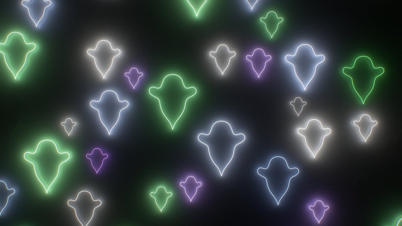 Scary Halloween Ghosts Outline Shapes Flashing Glowing Neon Lights 4K ...
