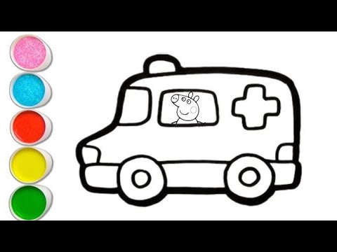 Peppa Pig with Ambulance Drawing Coloring For Kids and Toddlers | 21 ...