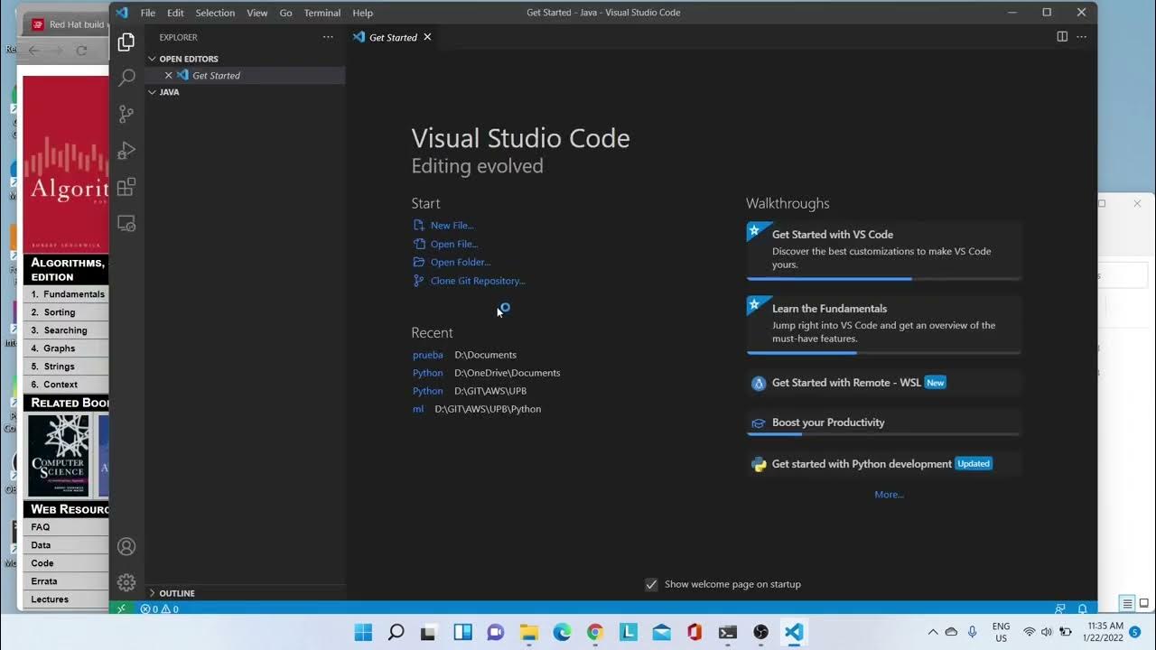 Entorno de desarrollo Java con VSCode y la biblioteca algs4.jar - YouTube