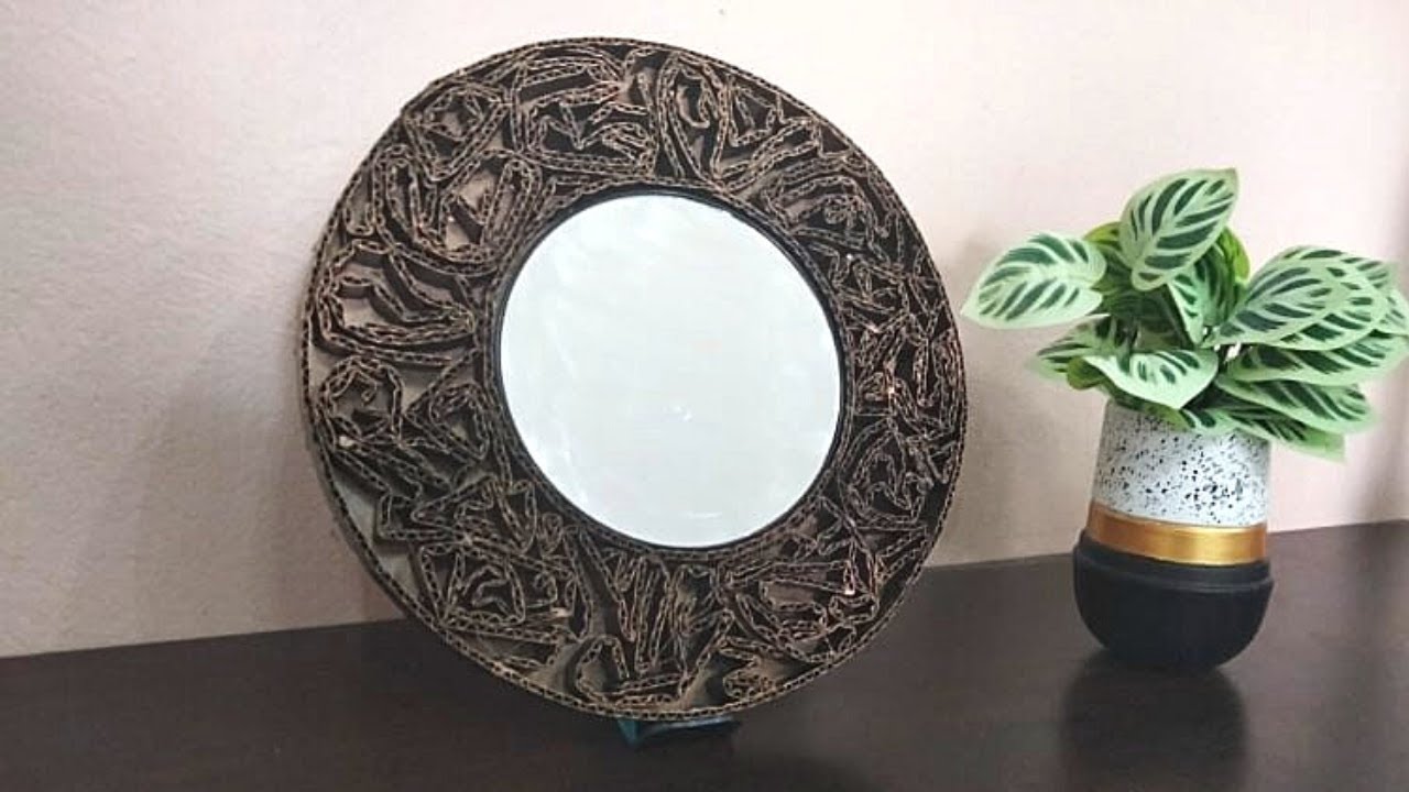 Easy DIY wall hanging mirror with cardboard. Home decor mirror ideas ...