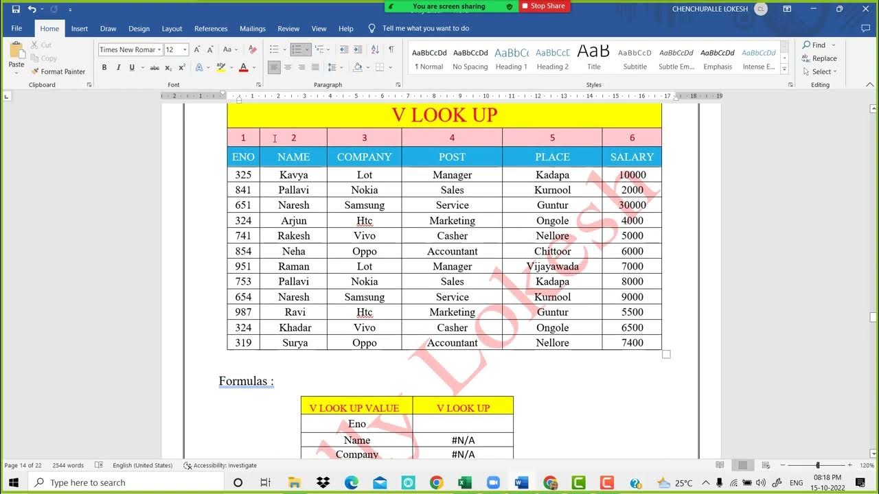 Learn ' Pivot Table ' and V Look Up in Ms-Excel Telugu || Pivot Table Tips - By Lokesh - YouTube