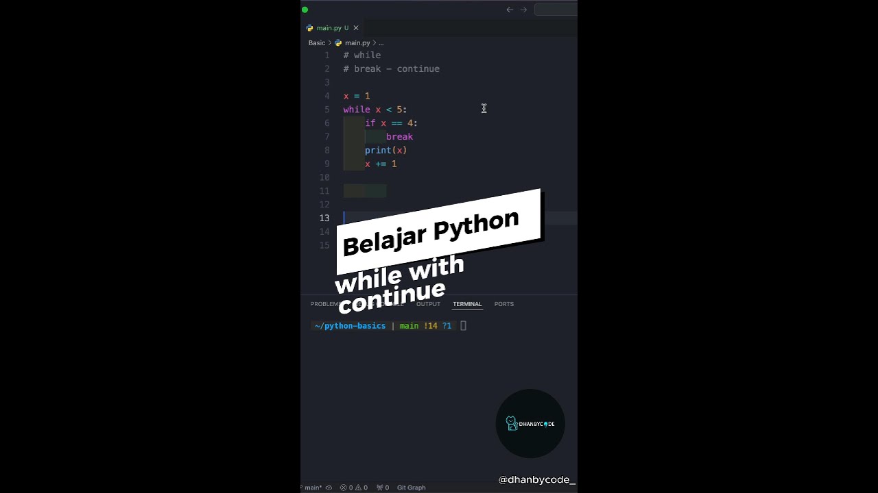 Belajar Python Dasar Untuk Pemula - while with continue - YouTube