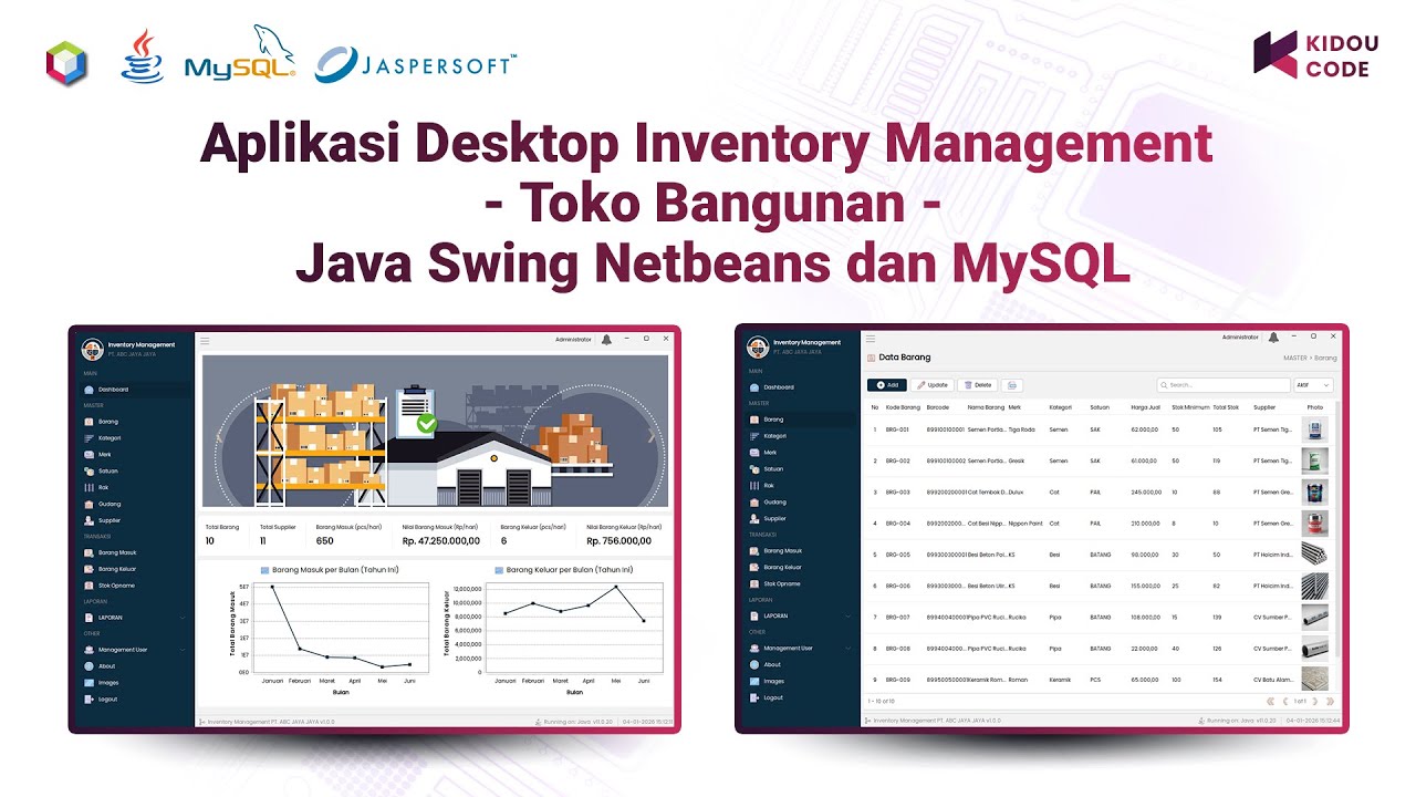 Aplikasi Desktop Inventory Management - Toko Bangunan | Java Swing ...