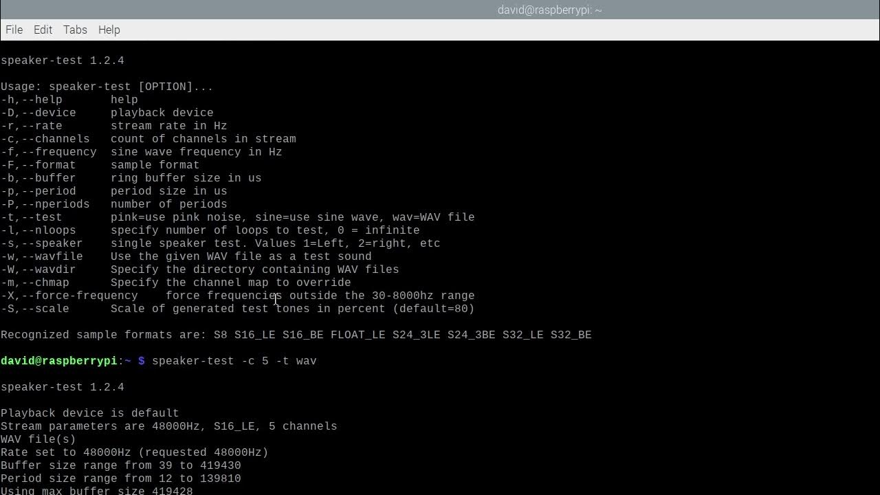 Testing Sound on Linux Raspberry Pi using the speaker-test command ...