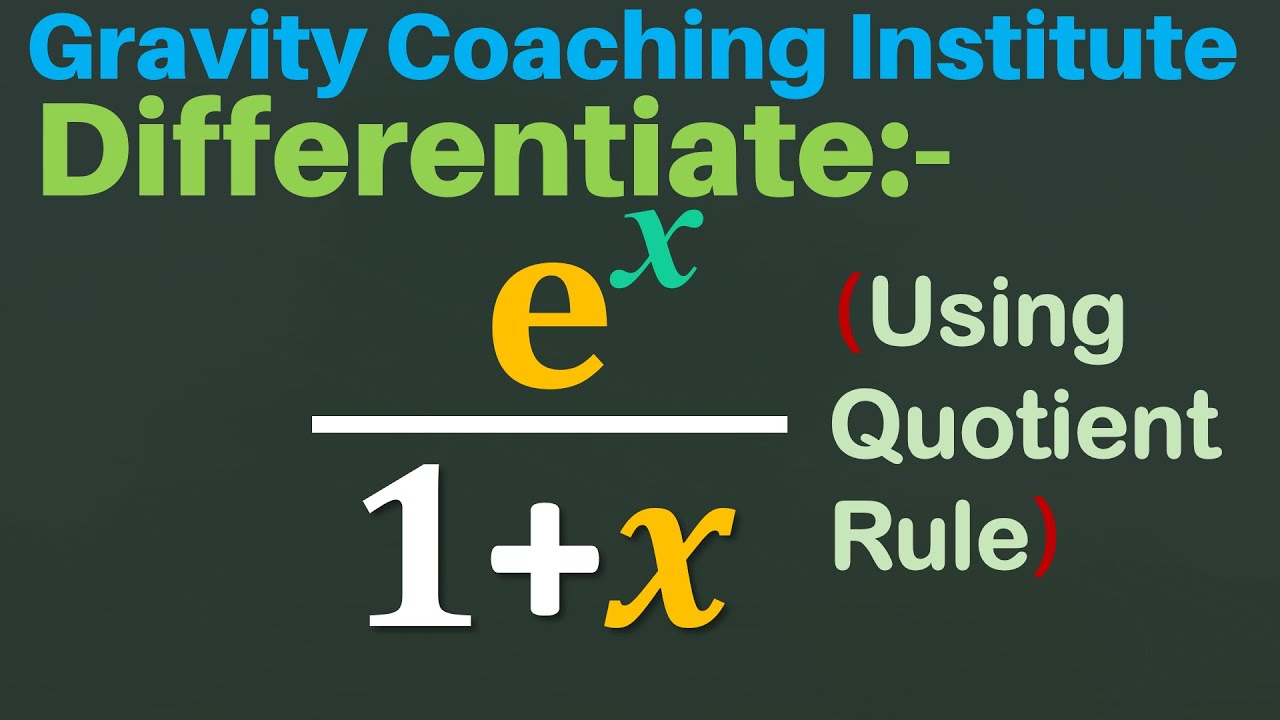 Differentiate e ^x / 1+x | Derivative of ex by 1 + x | Derivative of ex ...
