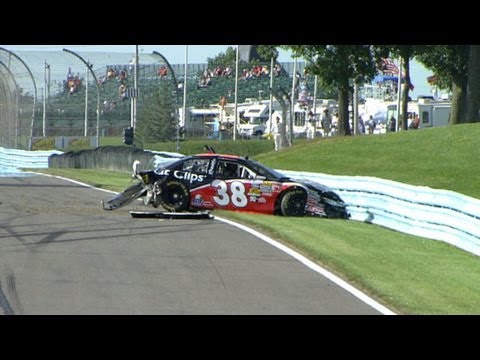 Jason Leffler in hard crash at Watkins Glen - YouTube