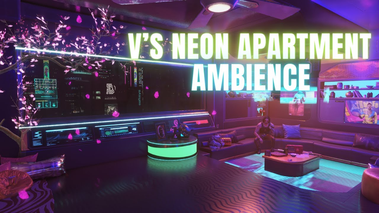 V's Neon Apartment | Ambience - YouTube