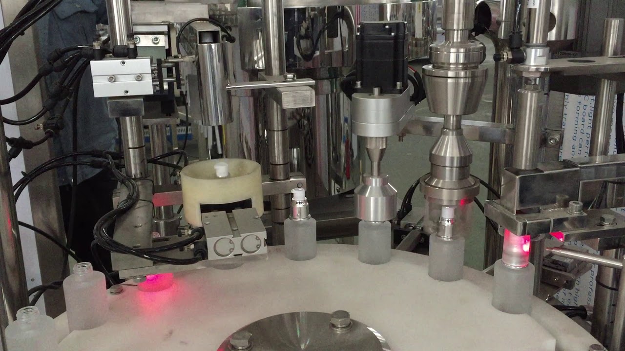Skin care cream filling line - YouTube