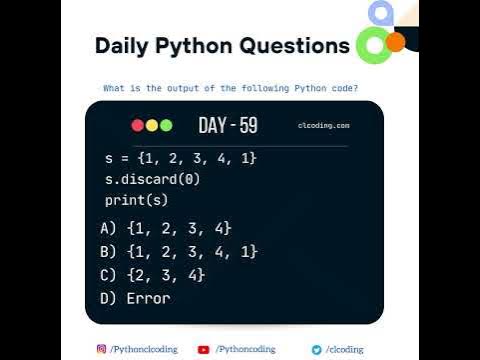 Python Coding challenge - Day 59 | What is the output of the following Python code? #pythoncode ...