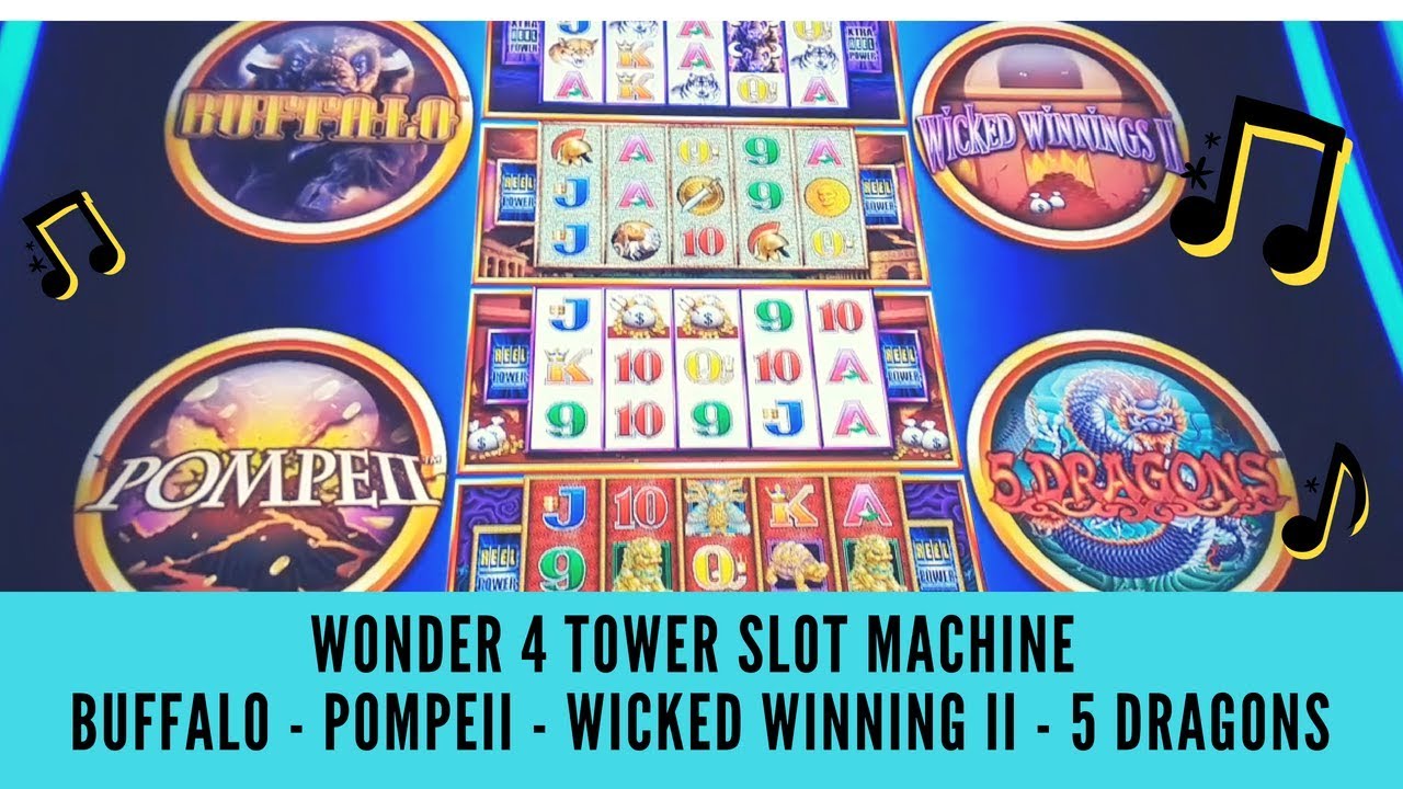 WONDER 4 TOWER SLOT MACHINE - BUFFALO * POMPEII * WICKED WINNING II and ...