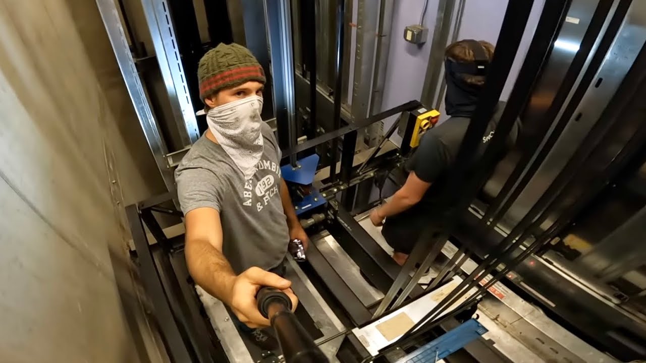 Elevator Surfing (security trolled) - YouTube