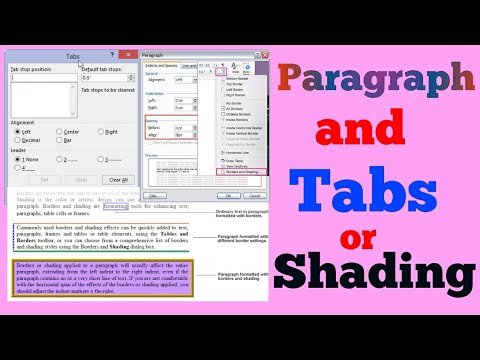 Ms-Word (What is Paragraph and Tabs, shading and borders, sort, indent ...