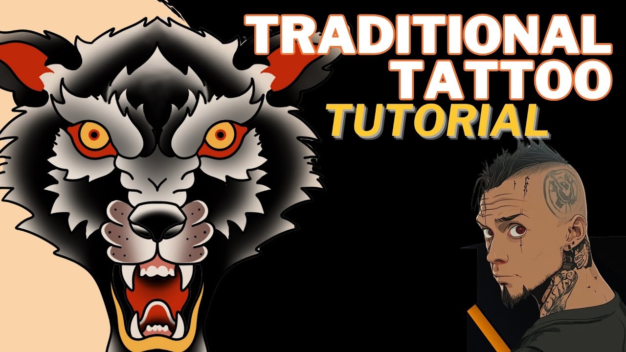 Draw An American Traditional Wolf Face - Draw Along Tattoo Design Tutorial In Procreate - YouTube