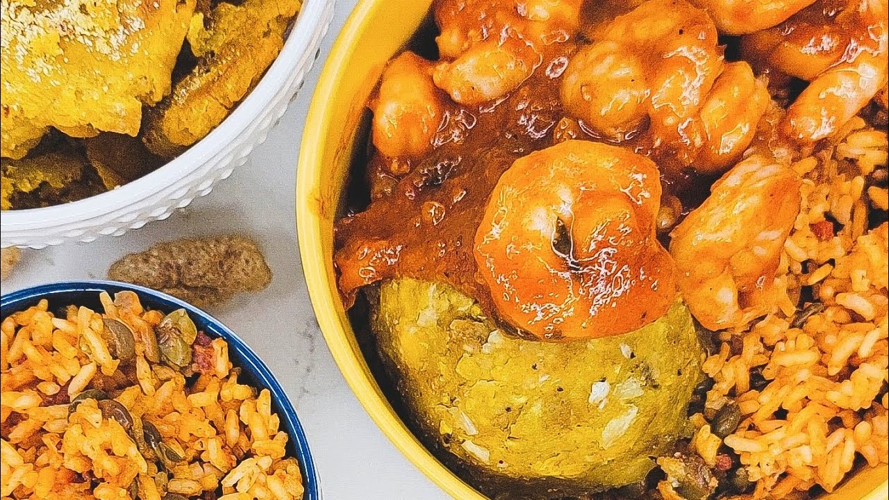 Arroz Con Gandules, Mofongo Con Camarones, Criolla Wine Salsa and ...