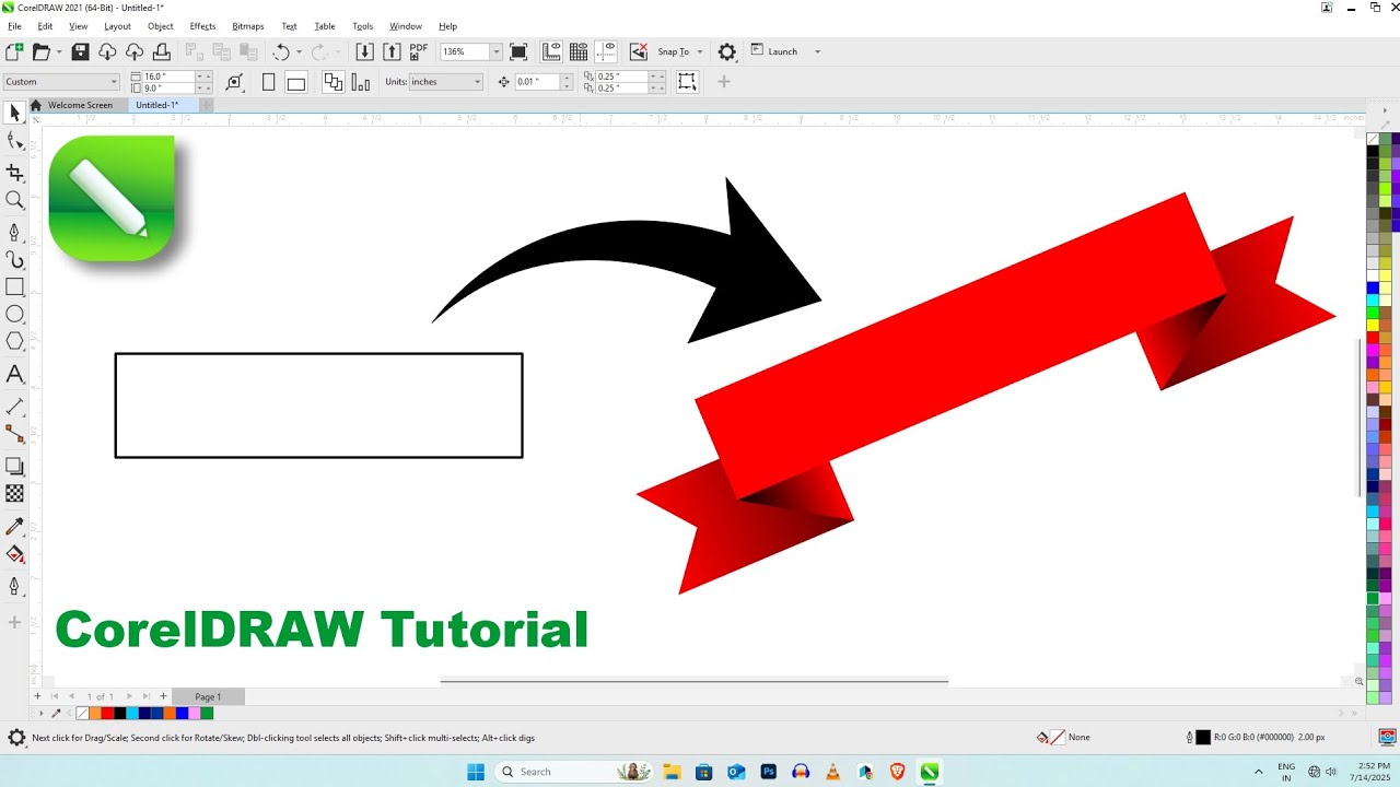 Coreldraw Tutorial - Ribbon Design For More Tips in Hindi - YouTube