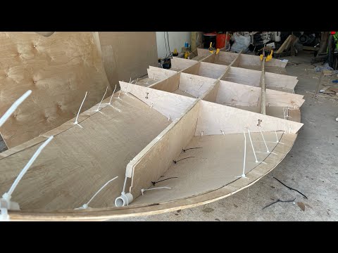 How to build a skiff part12 Starting to fiberglass stitch and glue ...