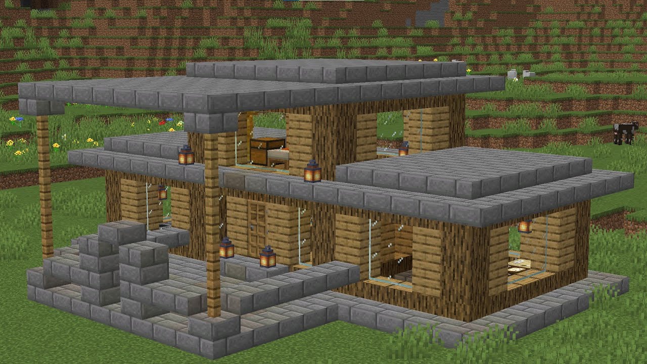 Minecraft A Beautiful Simple Wooden House to Build - YouTube