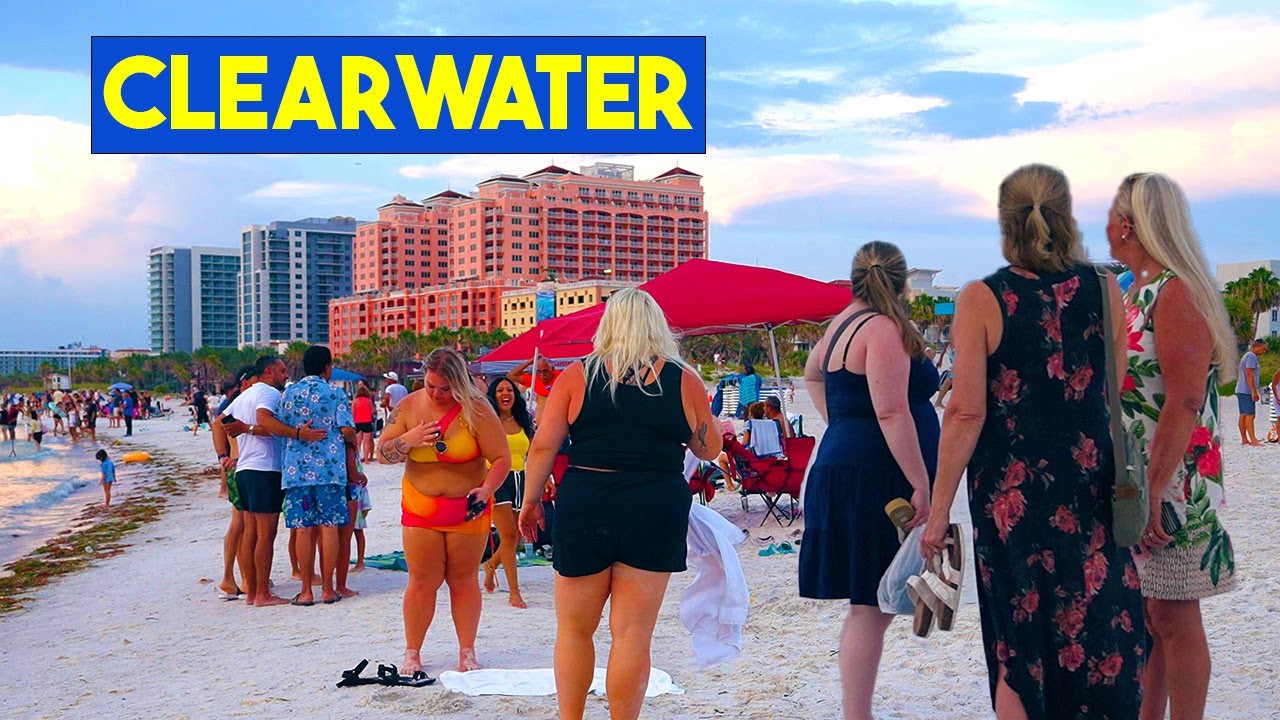 🌴 SUNSET Walk on CLEARWATER Beach, Florida 🏖, Walking One of Florida's ...