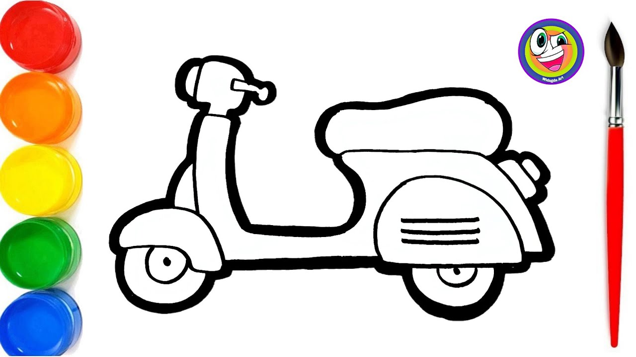 Scooter Drawing Painting and Coloring for Beginners and Toddlers Step ...