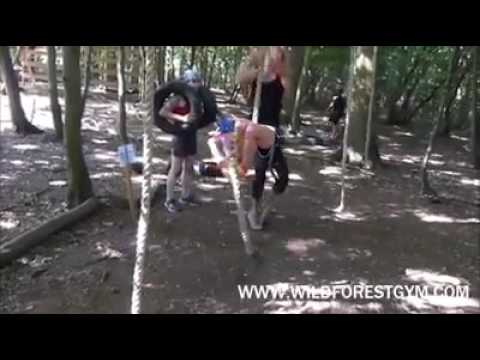 Kids swinging like tarzan at WildForestGym Obstacle Course - YouTube