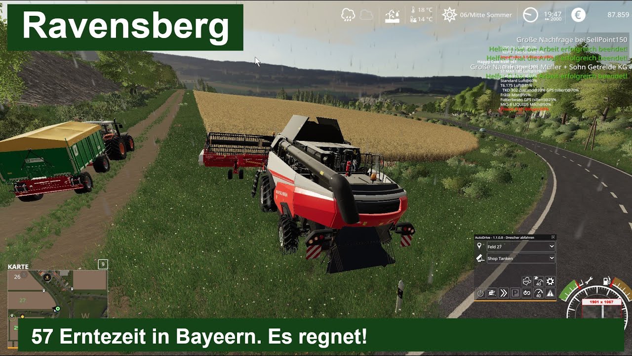 LS19 Ravensberg - 57 Erntezeit in Bayern. Es regnet! - YouTube