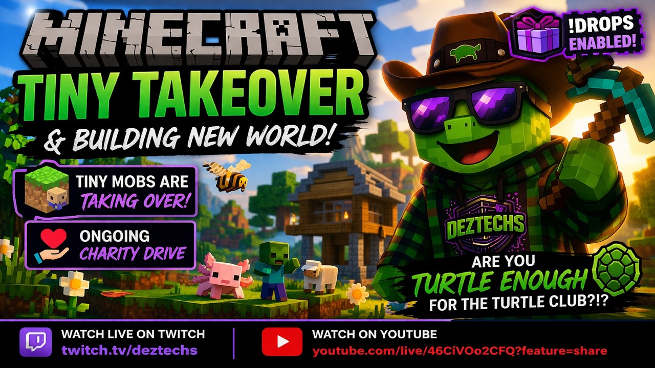 Are You Turtle Enough?! 🐢 Tiny Takeover Begins! #Minecraft !drops - YouTube