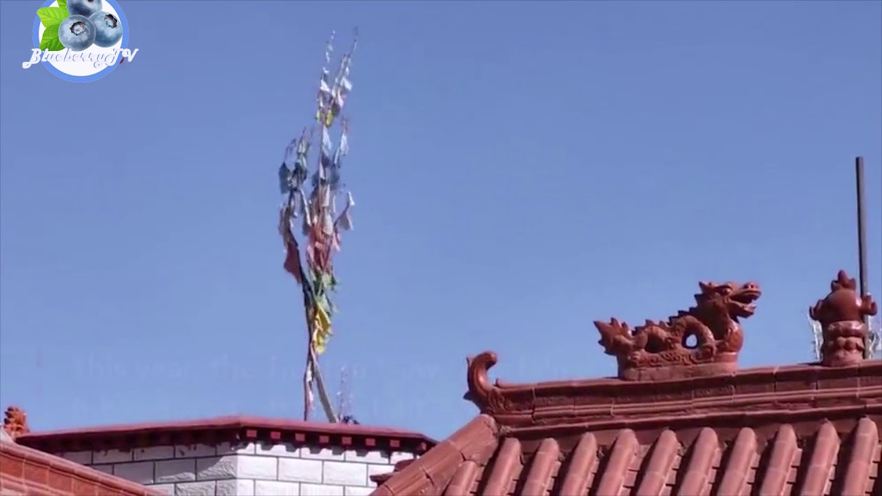 Farmers and herdsmen are sewing colorful prayer flags to celebrate Losa ...